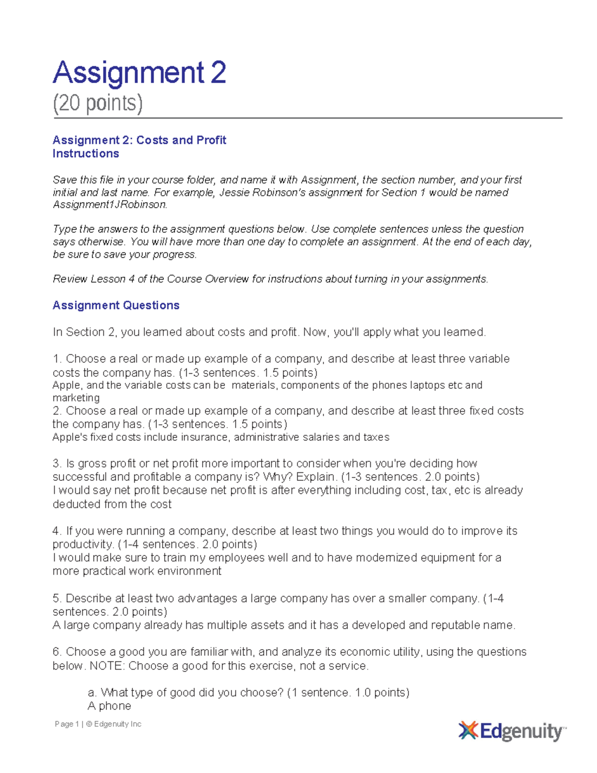 Assignment 2 - EL5732 - Page 1 | © Edgenuity Inc Assignment 2 (20 ...