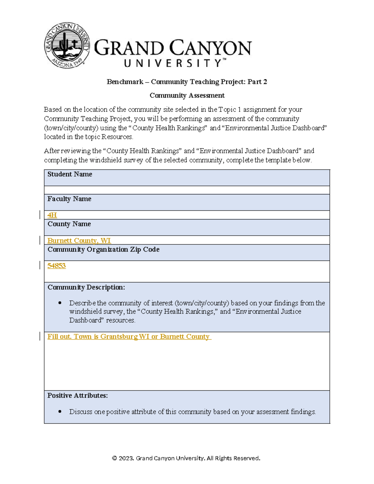Gcu Community Teaching Project Part2 Benchmark Community Teaching