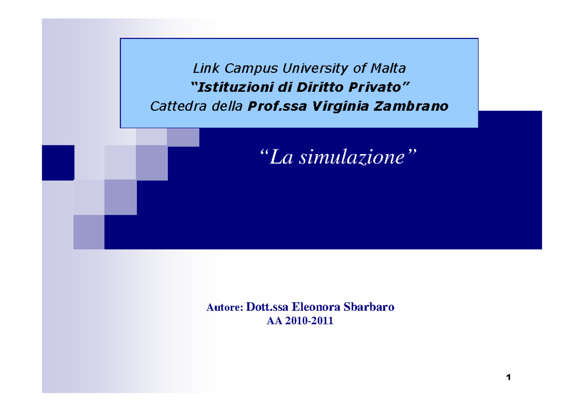 La simulazione - - Studocu
