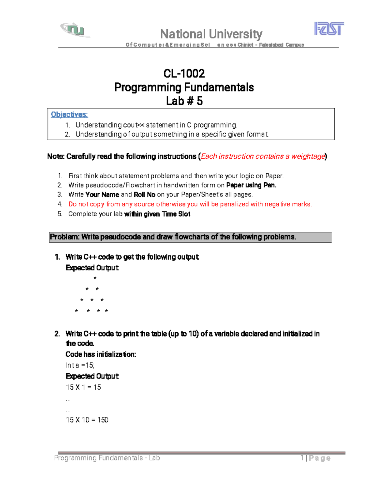 Lab 6 - data structure lab 6 - ProgrammingFundamentals-Lab 1 |Page NationalUniversity OfCom ...