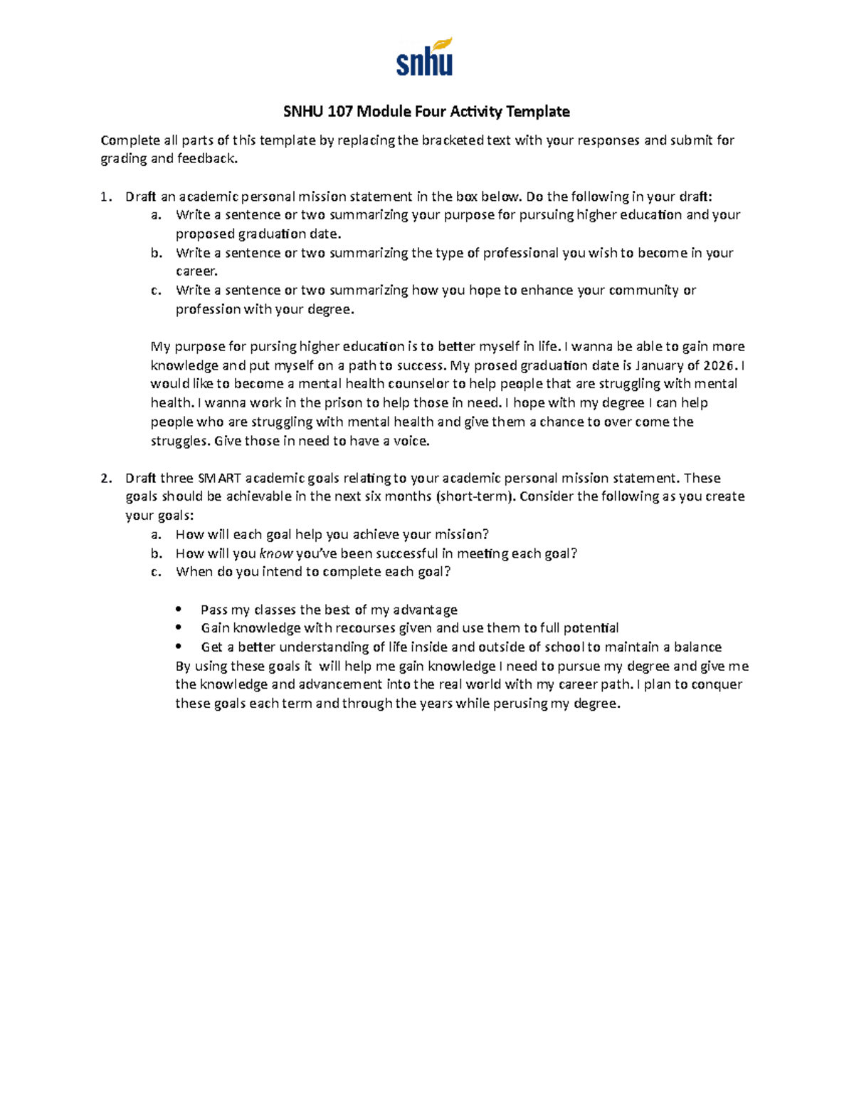 SNHU 107 Module Four Activity Template copy - SNHU 107 Module Four ...