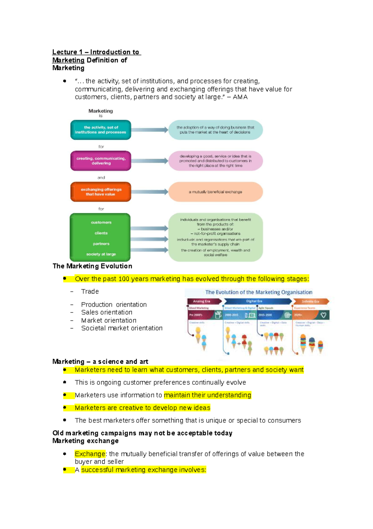 Week 10 - Lecture notes 10 - Lecture 1 – Introduction to Marketing ...
