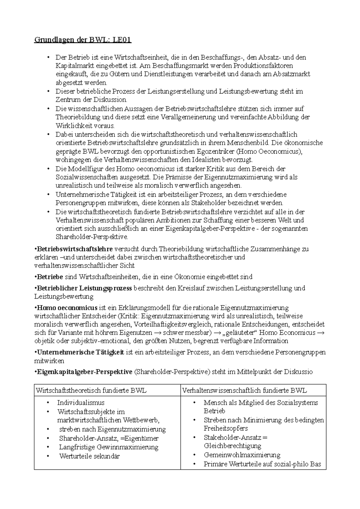 BWL Wissensdatei SS18 - Zusammenfassung Allgemeine Betriebwirtschaftslehre - Warning: TT ...