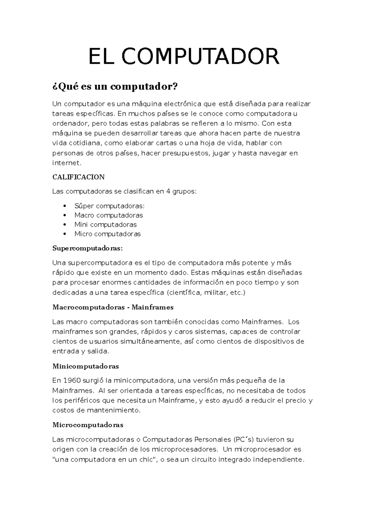 EL Computador - espero y sea de buena ayuda - EL COMPUTADOR ¿Qué es un ...
