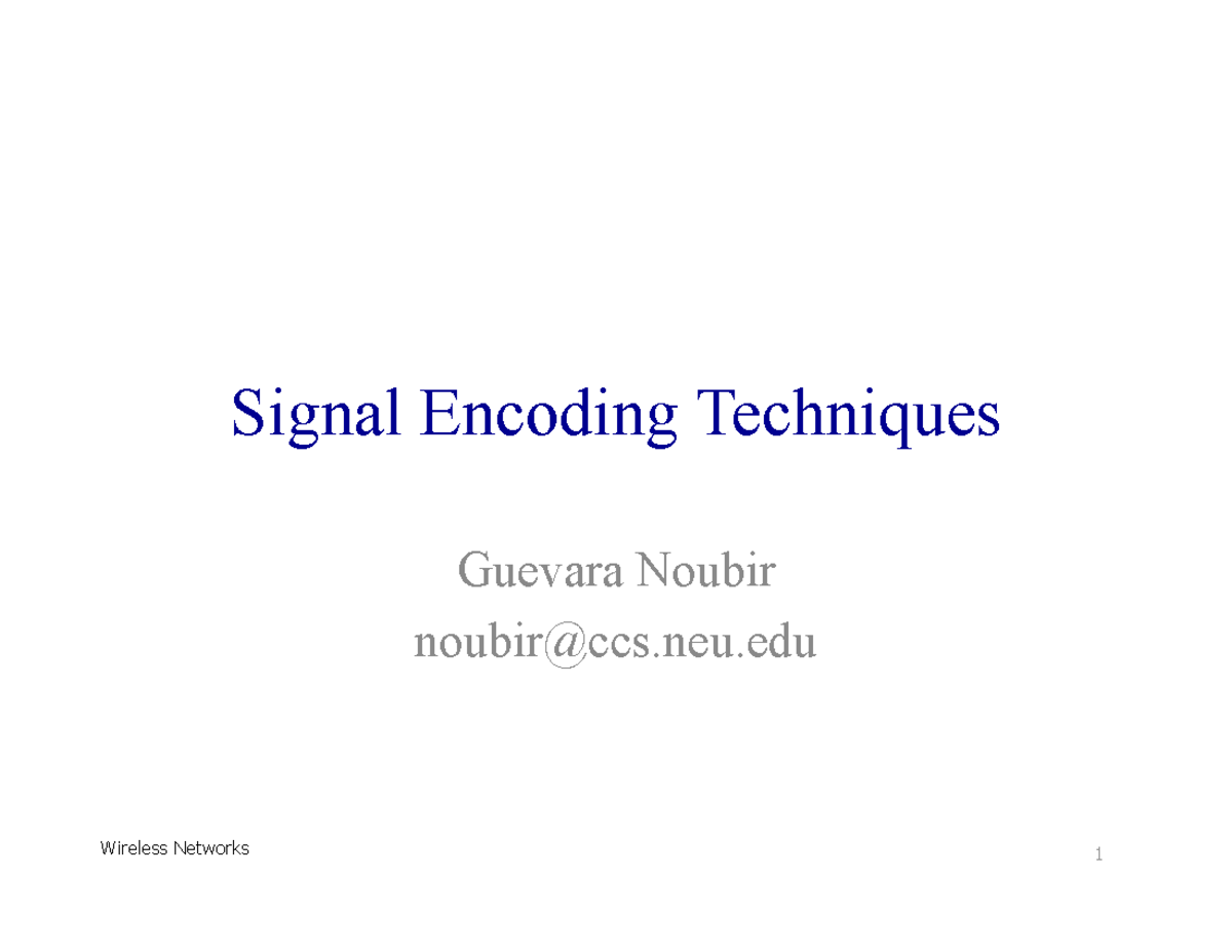 Signals-encoding - encoding - Wireless Networks Signal Encoding ...