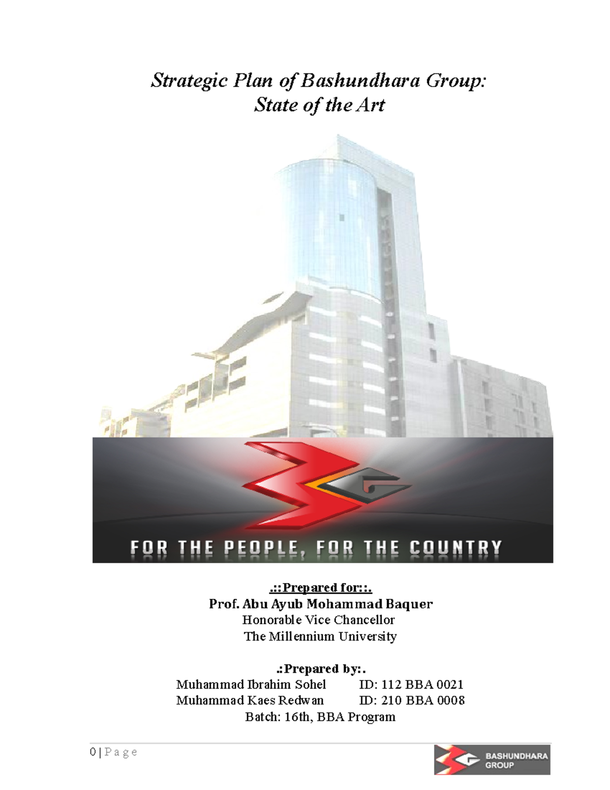 Assignment on strategic planning of bashundhara group - Strategic Plan of Bashundhara Group ...