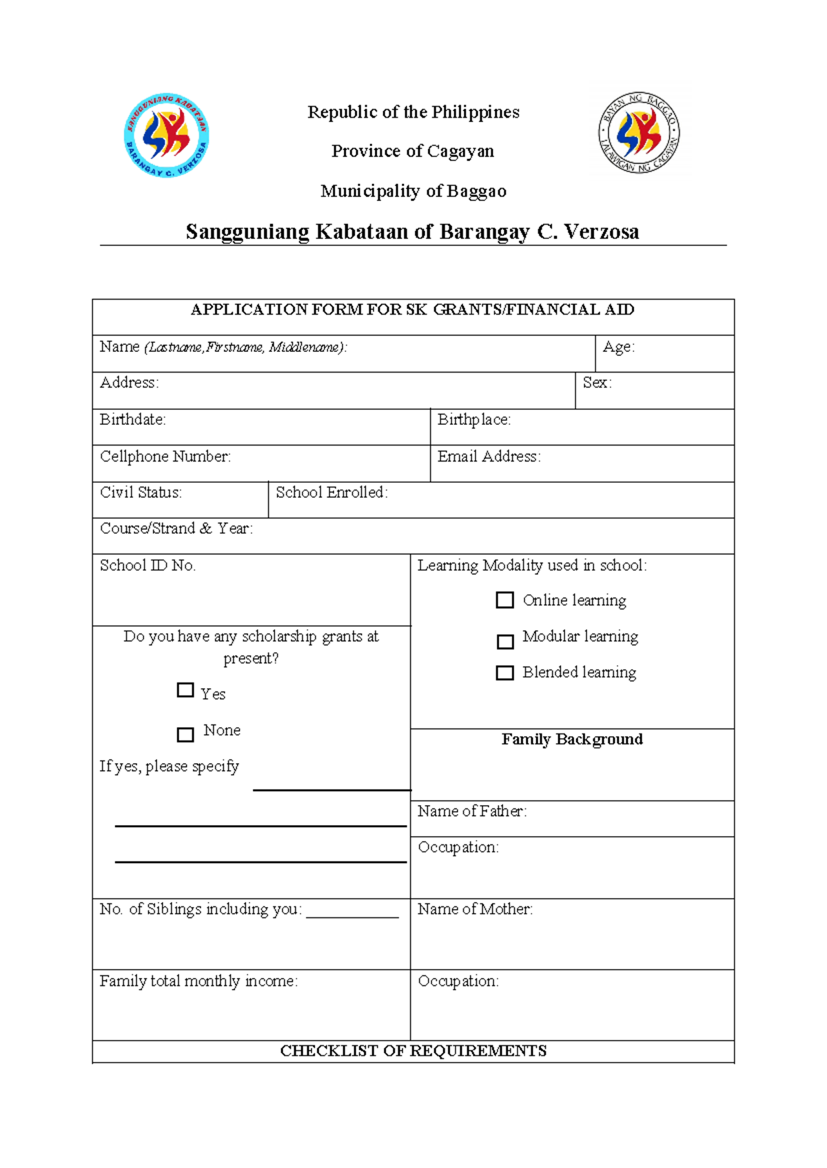 Application form final - Republic of the Philippines Province of ...