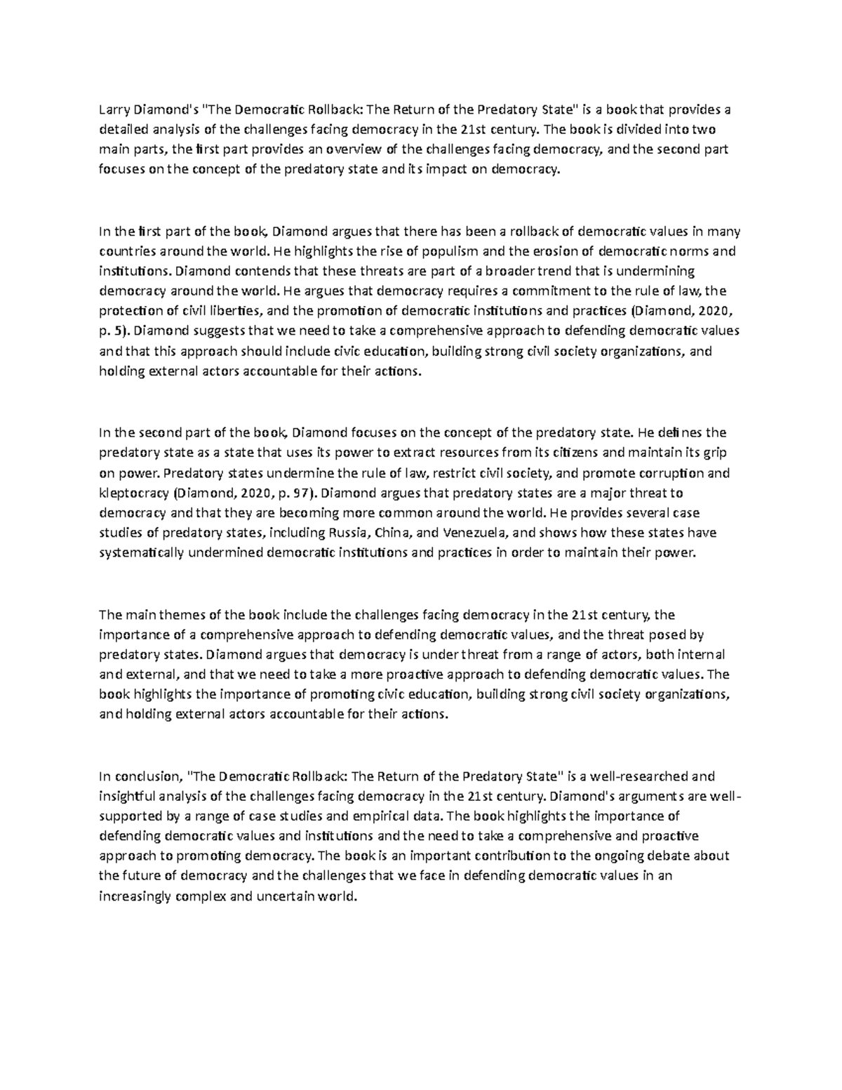 Larry Diamond - The Democratic Rollback - Notes - Larry Diamond's "The ...