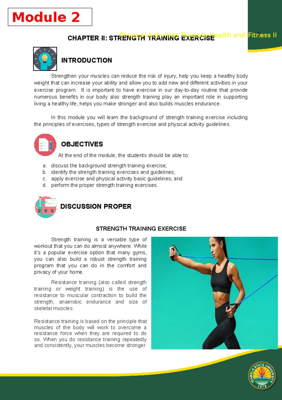 PE 2 module 2 - Bsubksnsy - CHAPTER II: STRENGTH TRAINING EXERCISE ...