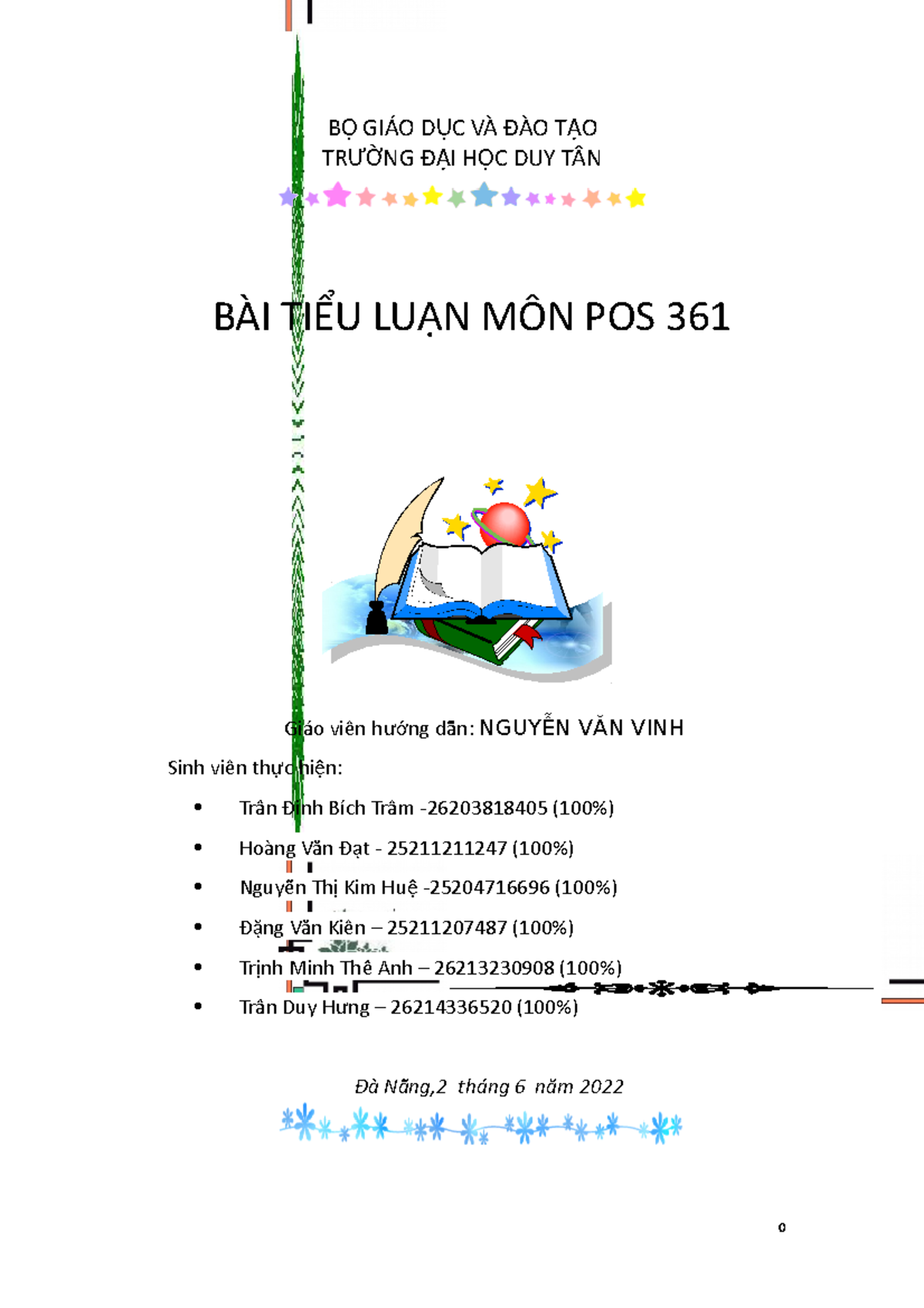TIỂU LUẬN POS 361 - Tiểu-luận - B Ộ GIÁO D ỤC VÀ ĐÀO T O Ạ TR ƯỜNG Đ I H Ạ ỌC DUY TÂN Giáo viên ...