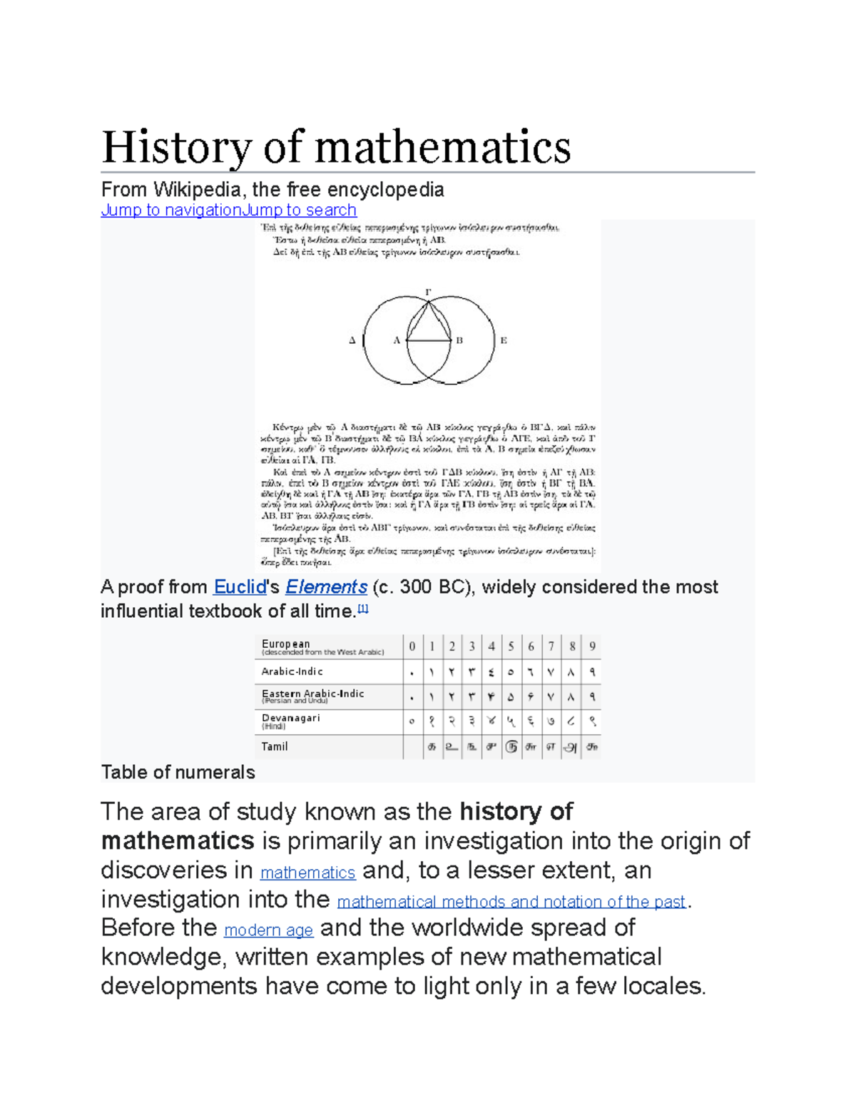 History of mathematics - History of mathematics From Wikipedia, the ...
