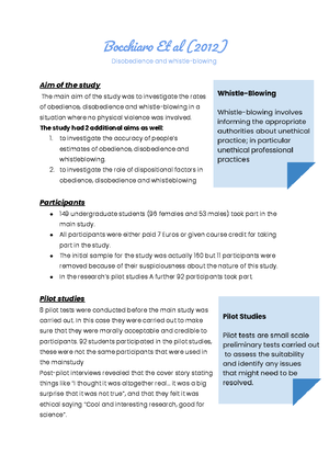 Bocchiaro (2012 ) - Bocchiaro et al – experiment into disobedience ...