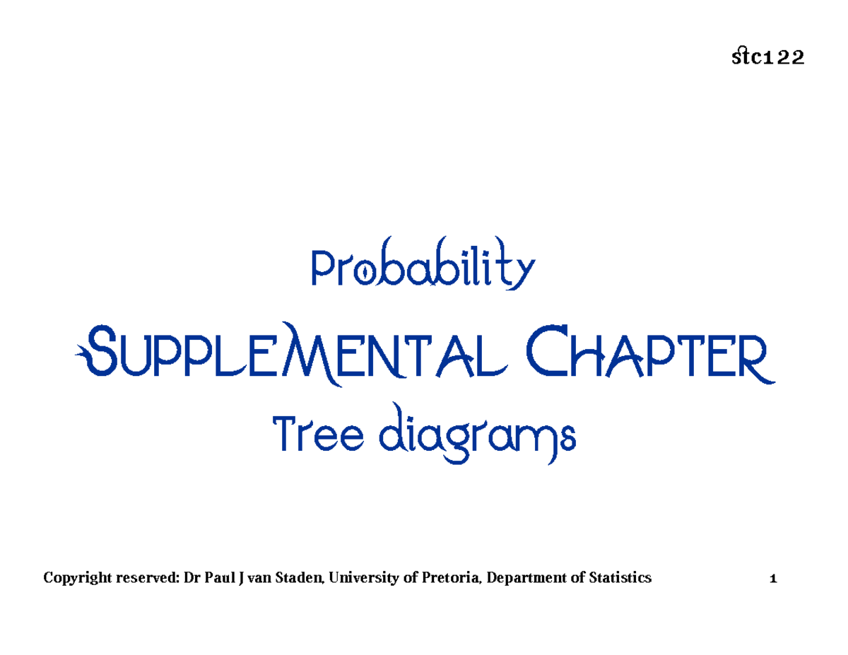 Probability Supplemental Chapter Tree diagrams - Copyright reserved: Dr ...