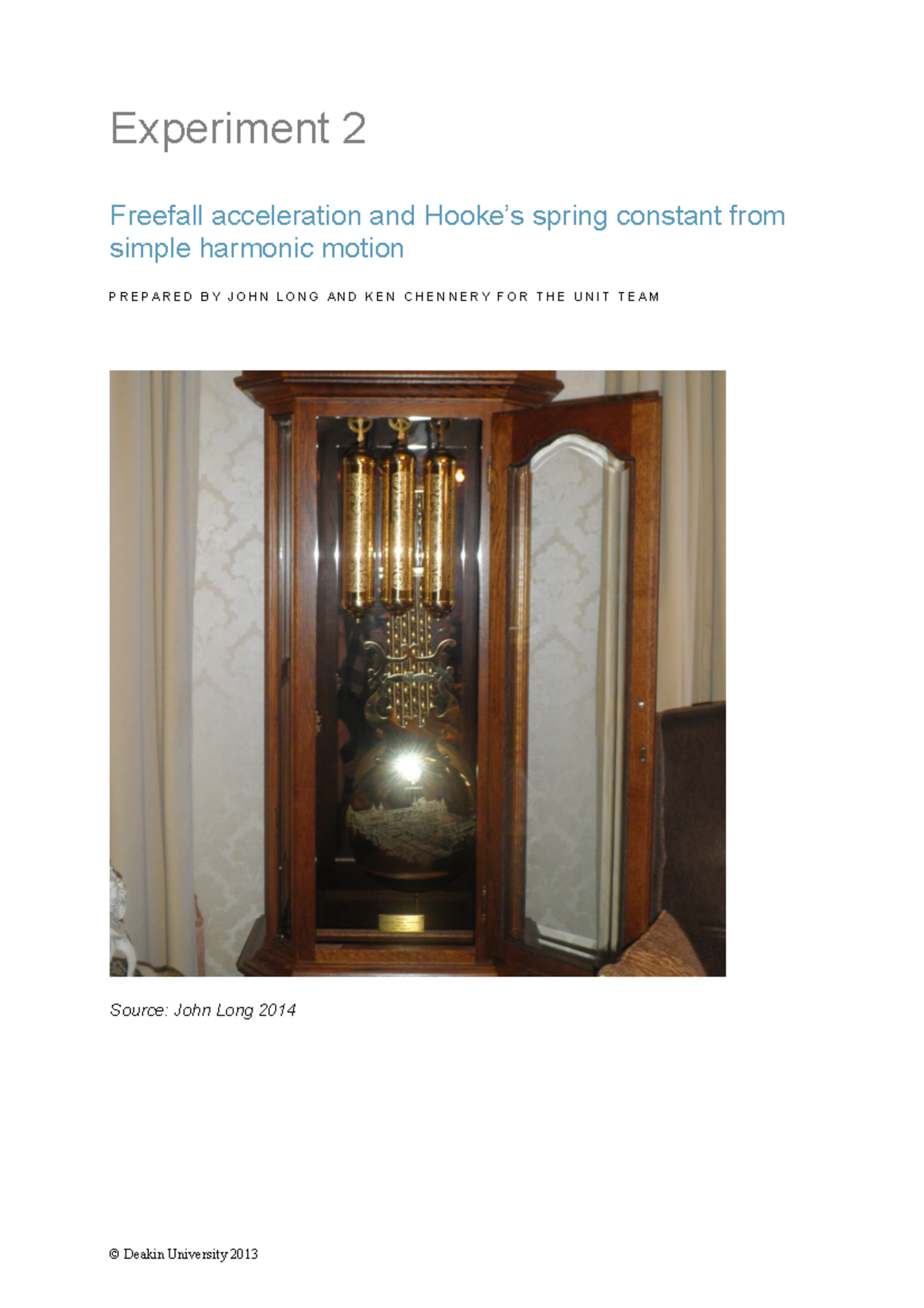 Practical, Freefall acceleration and Hooke’s spring constant from ...