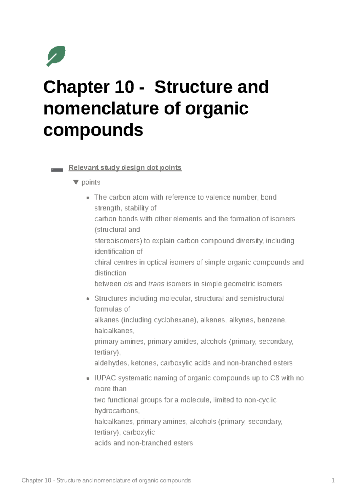 Chapter 10 - Structure and nomenclature of organic molecules - Chapter 10 - Structure and - Studocu