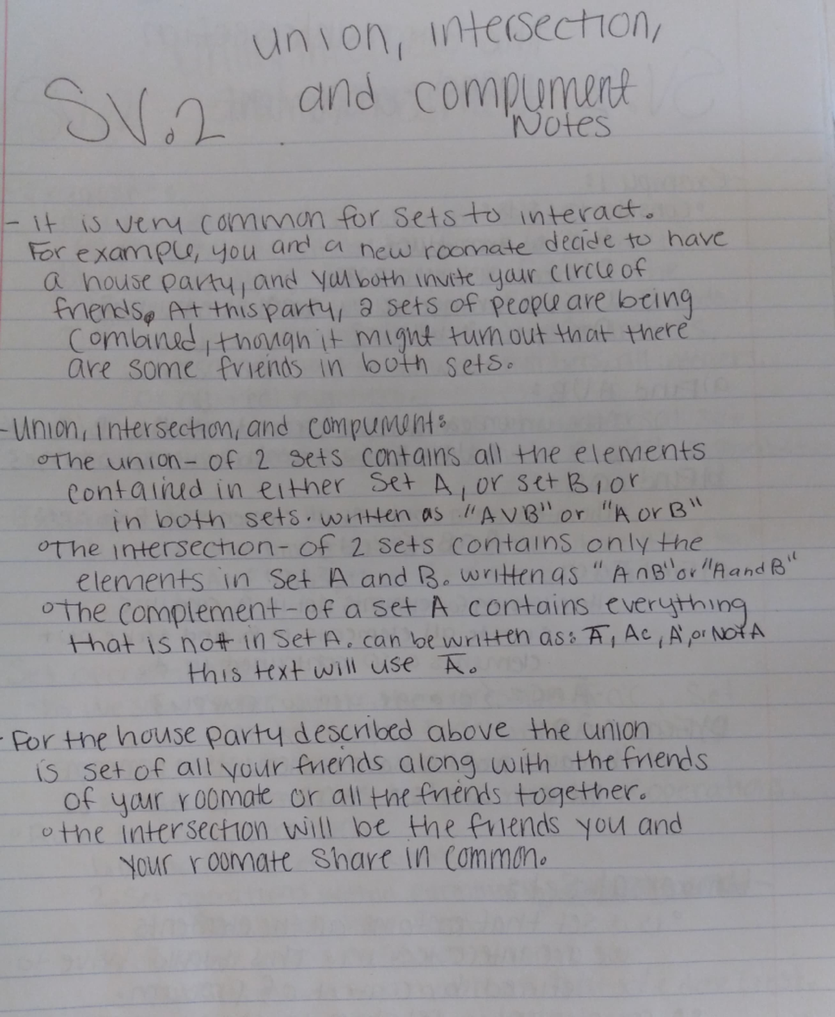 SV.2 The Union, intersection and complement - u (\ , o t\ 1 \ 11te cs( ch on 1 e1111d compumenf ...