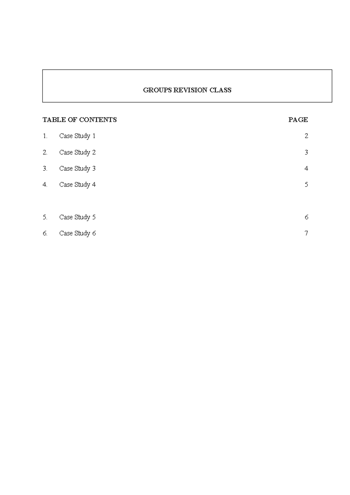 Group Case Studies 2024 - TABLE OF CONTENTS PAGE Case Study 1 2 Case ...