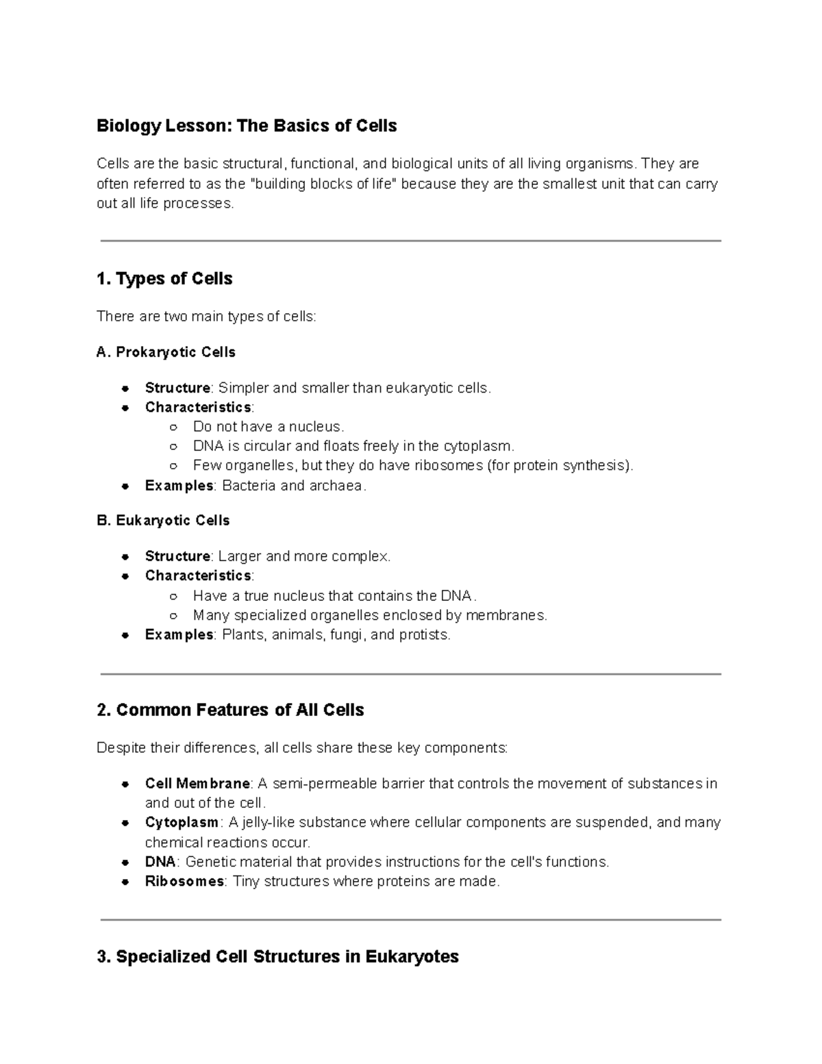 Biology Lesson The Basics of Cells - They are often referred to as the ...