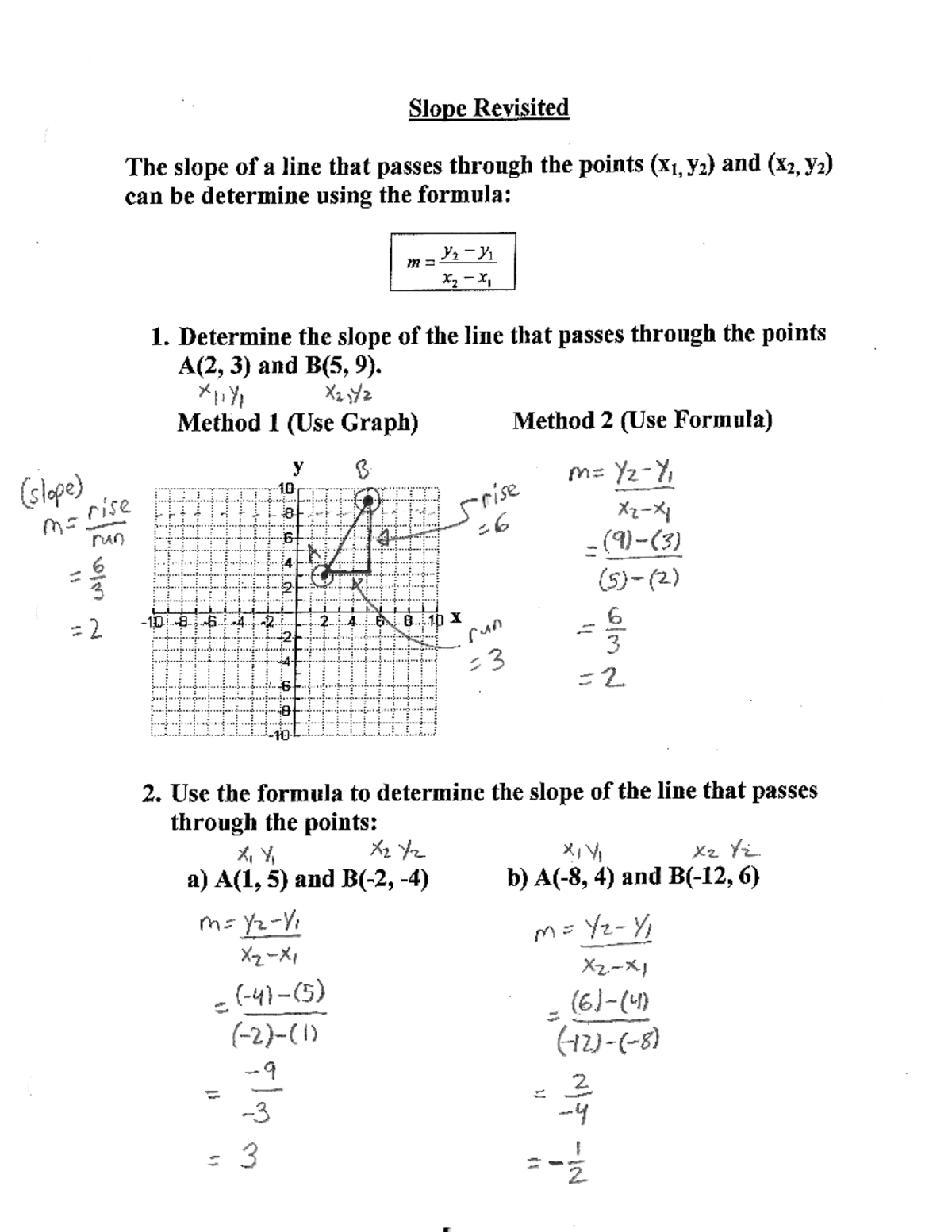 Mfm2p slopethroughtwopoints soln - Math 125.3 - Studocu