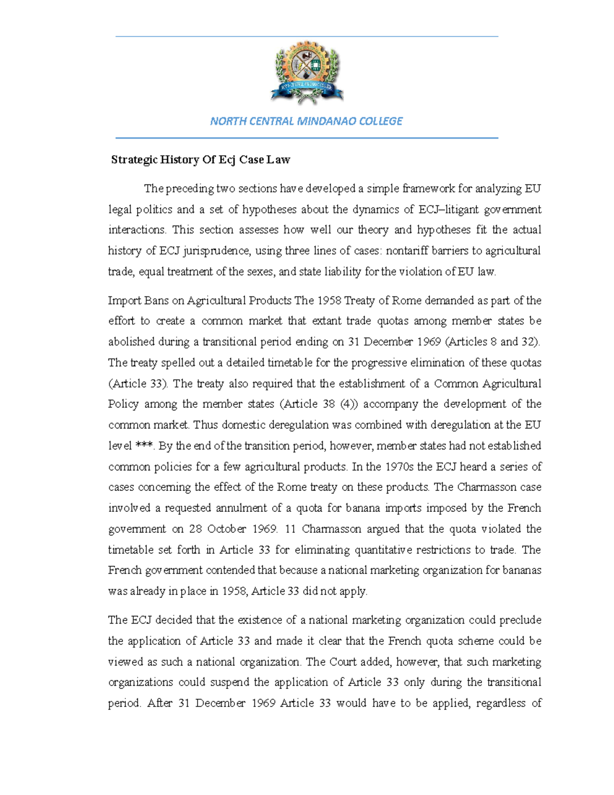 GEC 100 Strategic History Of Ecj Case Law - Strategic History Of Ecj ...