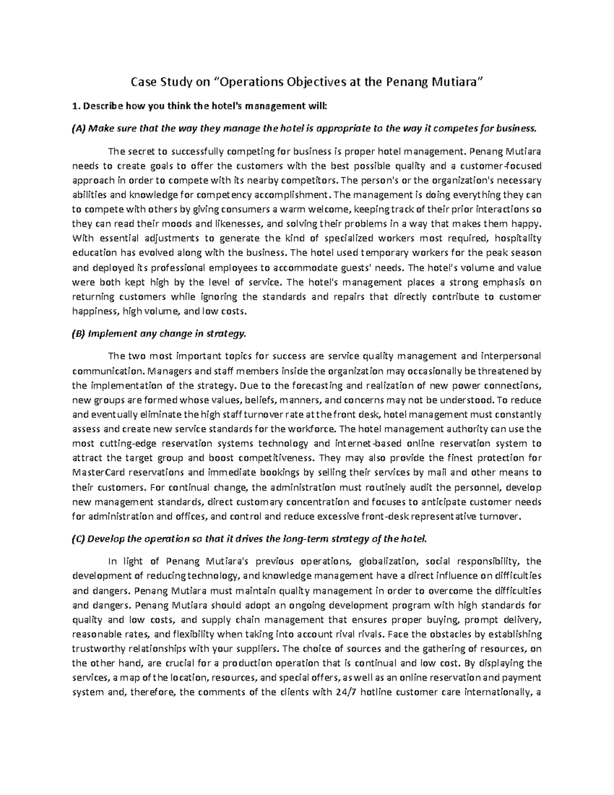 1st Task - Case Analysis - Case Study on