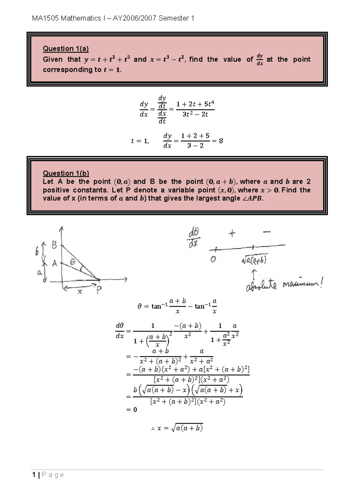 MA1505 0607 - MA1505 - NUS - Studocu
