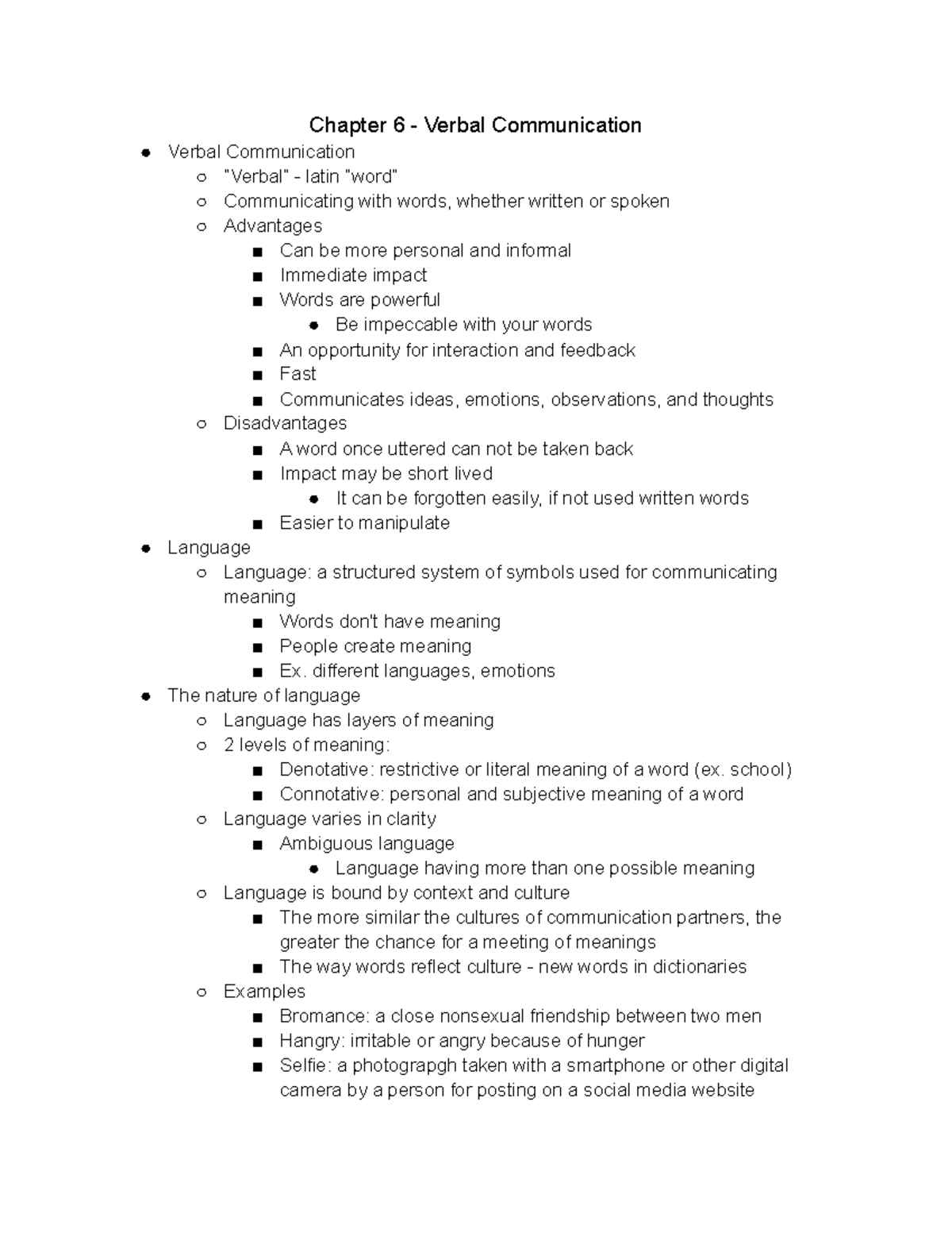 Chapter 6 - Verbal Communication Lecture Notes - Chapter 6 - Verbal ...