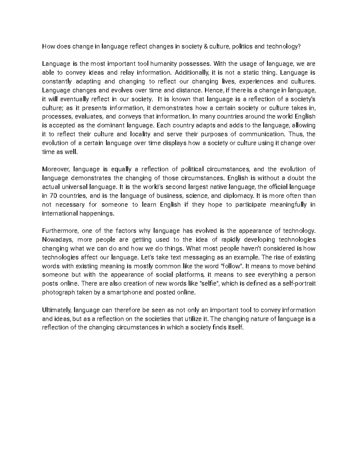 ow does change in language reflect changes in society & culture ...