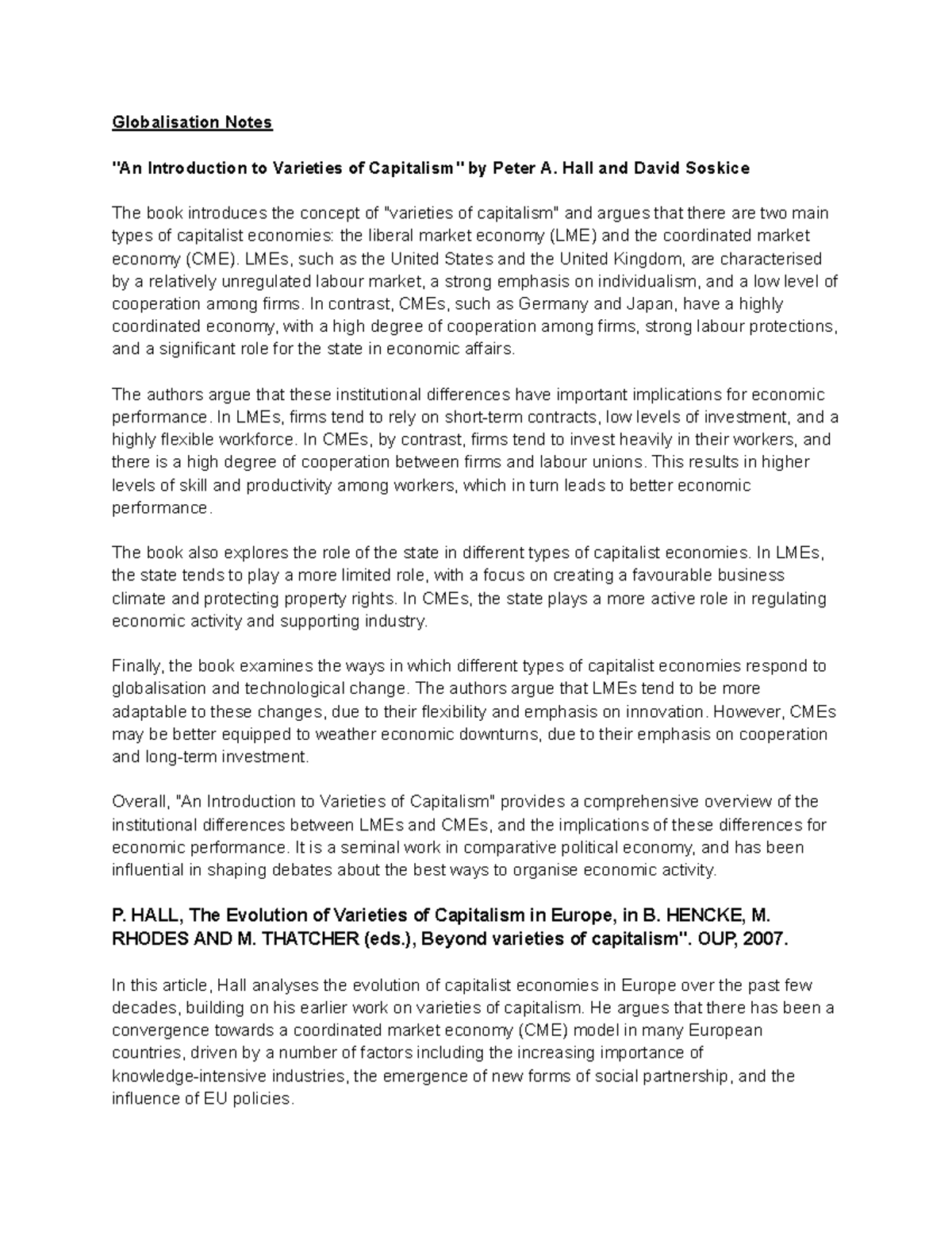Globalisation Notes - Globalisation Notes "An Introduction to Varieties ...