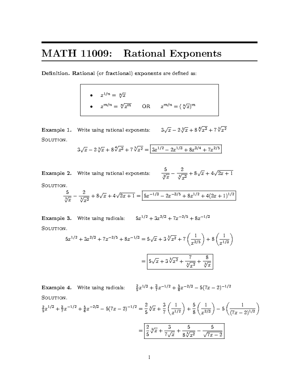 Rational Exponents - Definition. Rational(orfractional)exponentsare ...