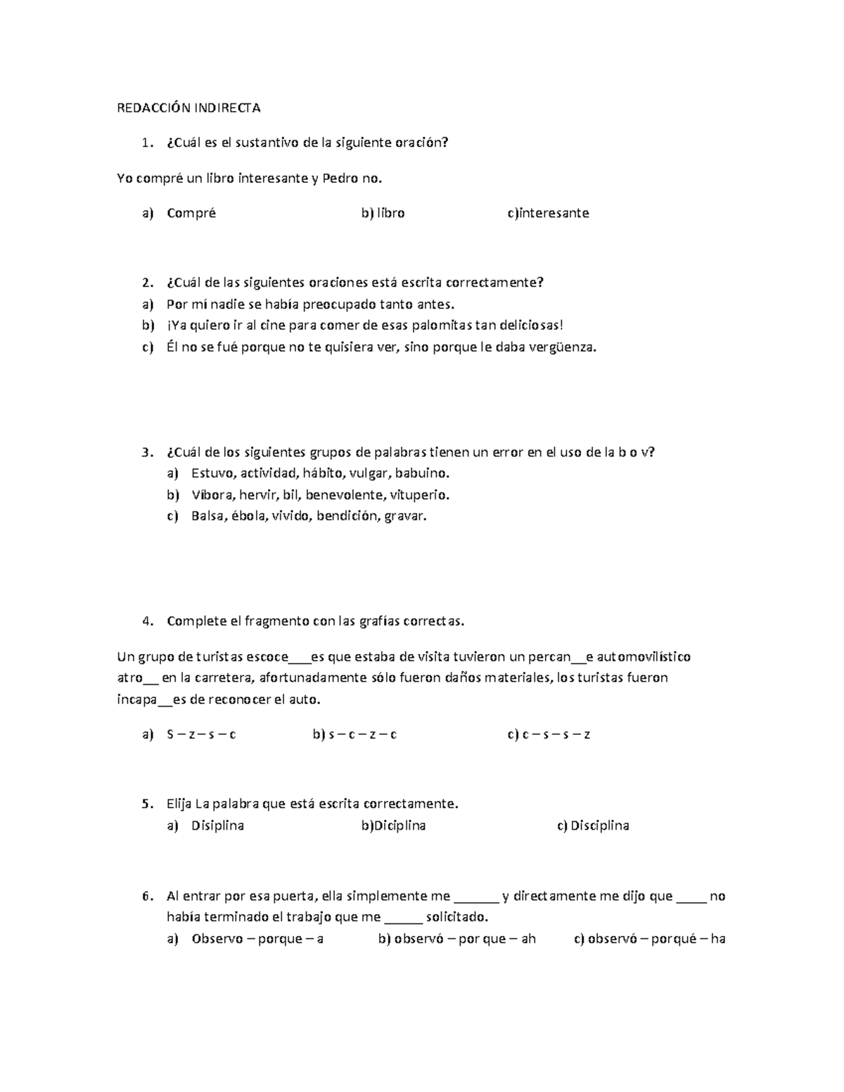RedaccióN Indirecta examen exani ii - REDACCIÓN INDIRECTA ¿Cuál es el ...