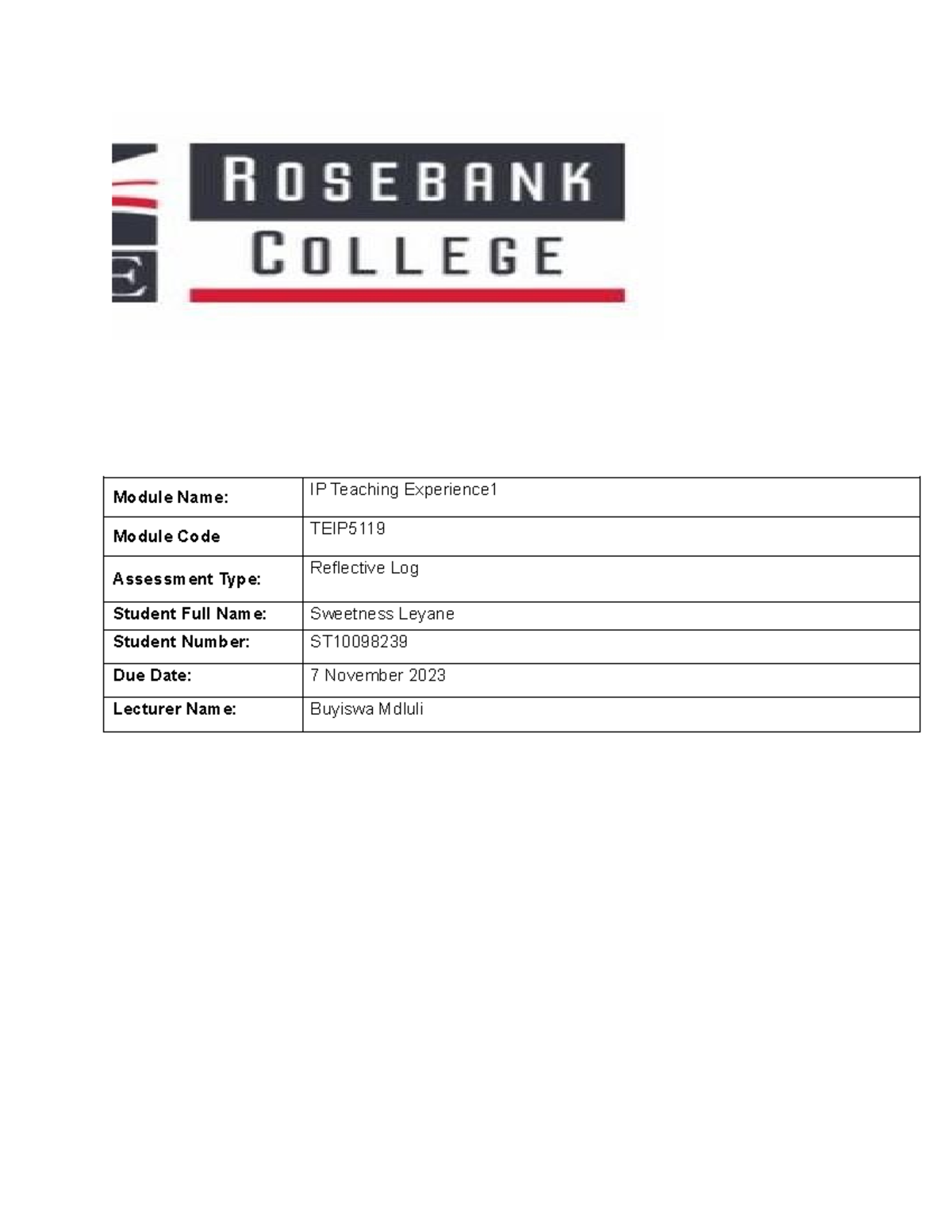 Teaching practical task - Module Name: IP Teaching Experience Module ...