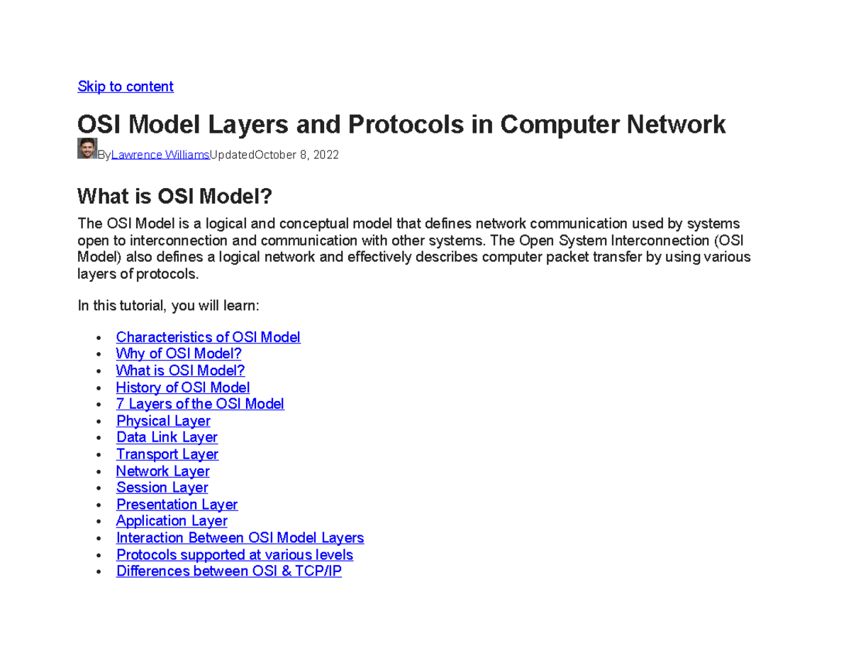 Osi model - Summary Informatique - Skip to content OSI Model Layers and ...