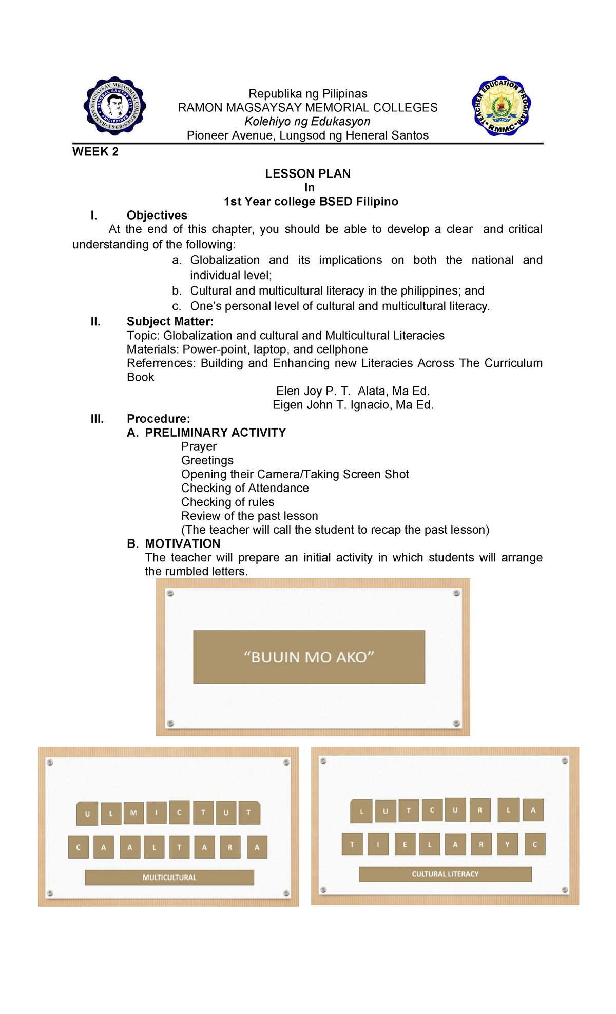 Week 2 LP Globalization and cultural and Multicultural Literacies ...