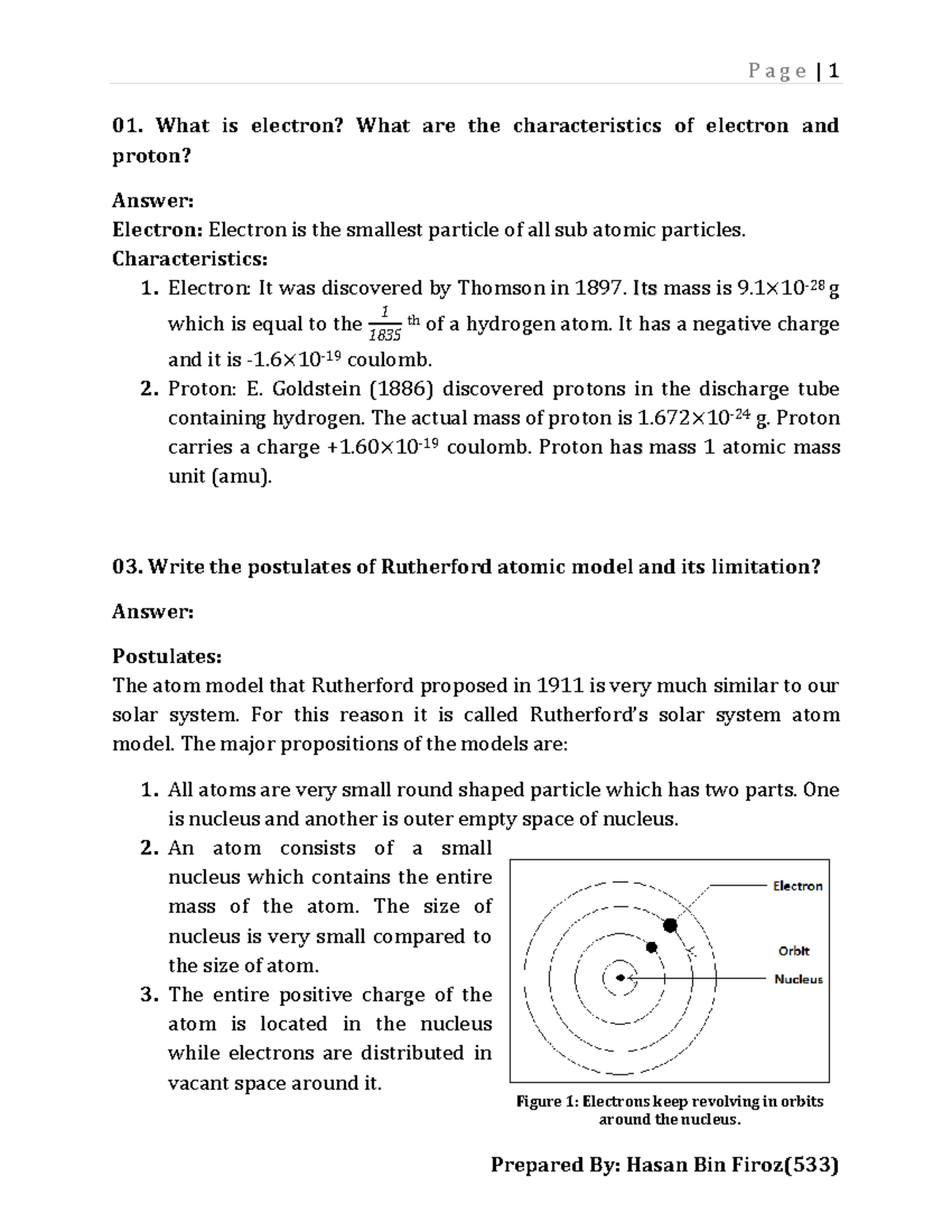 Chemistry-201 Notes Completed - 01. What is electron? What are the ...