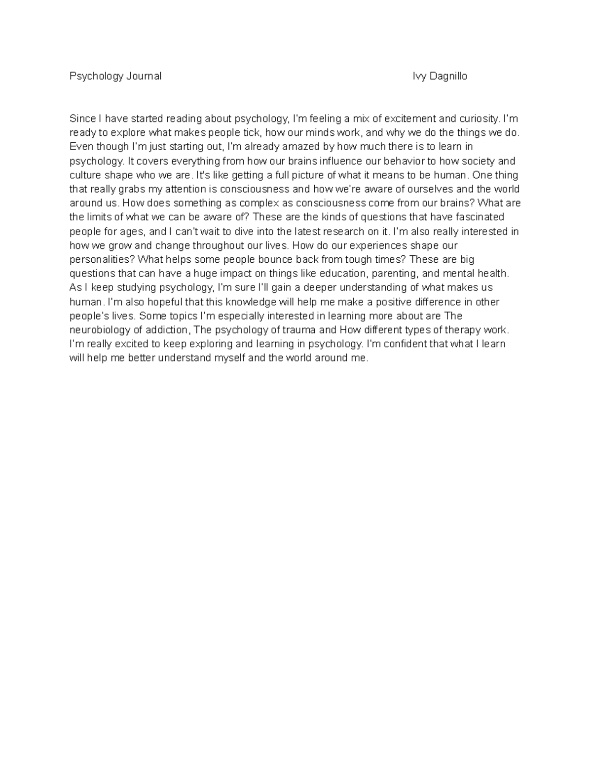 Pyschology Journal - I’m ready to explore what makes people tick, how ...