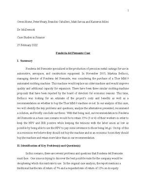 Ferrari Case Study Write Up - Case Studies in Finance Ferrari Case ...