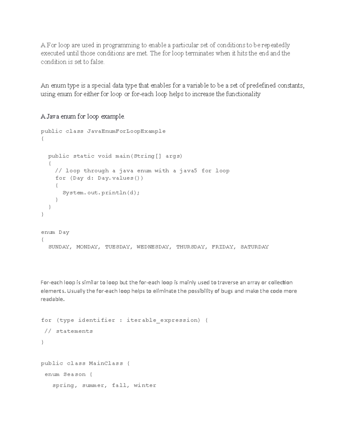 Discussion Forum UNIT 2 CS1102 - A For loop are used in programming to enable a particular set ...
