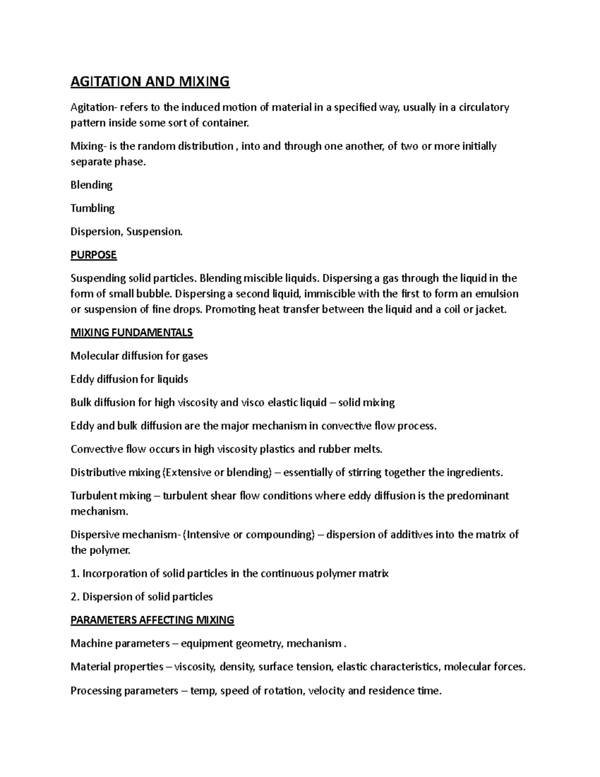 Agitation and Mixing - Its a lecture note - AGITATION AND MIXING ...