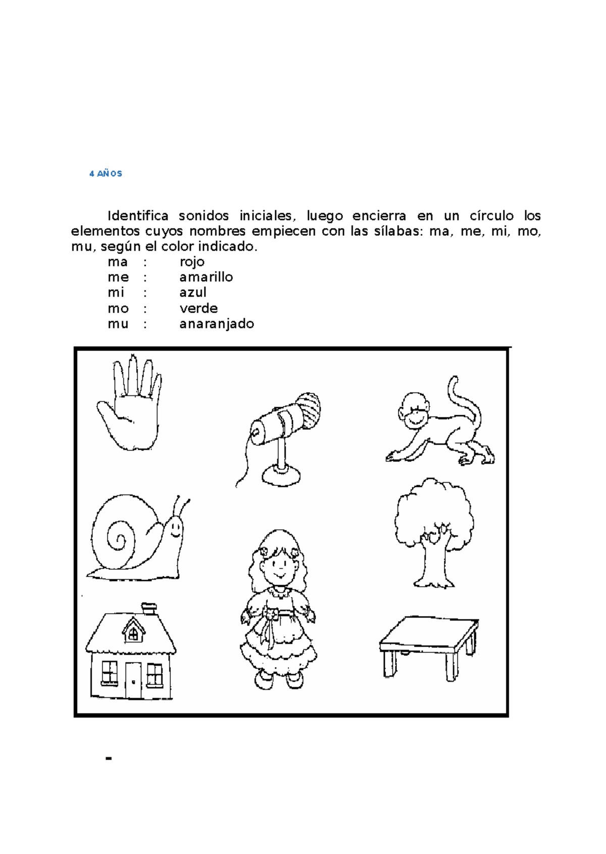 Letra M Todo 4 Años Identifica Sonidos Iniciales Luego Encierra En