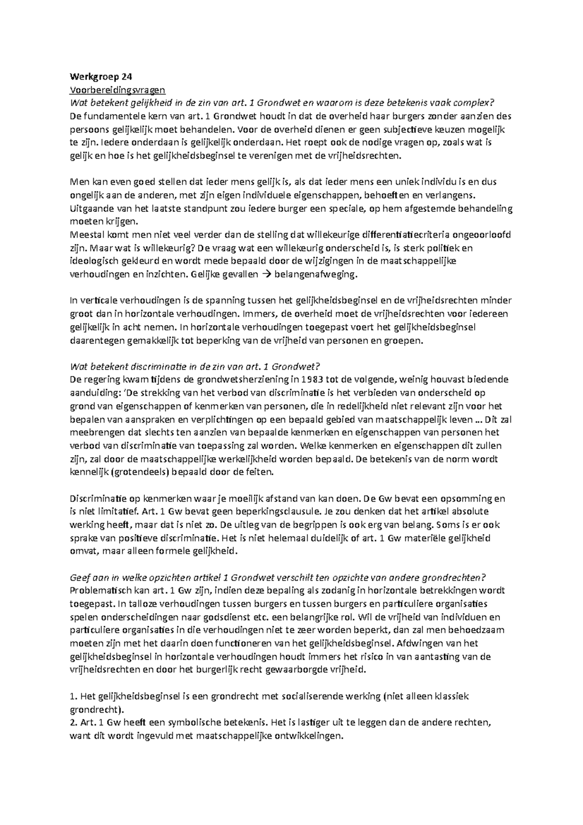 Staatsrecht werkgroep 24 - Werkgroep 24 Voorbereidingsvragen Wat ...