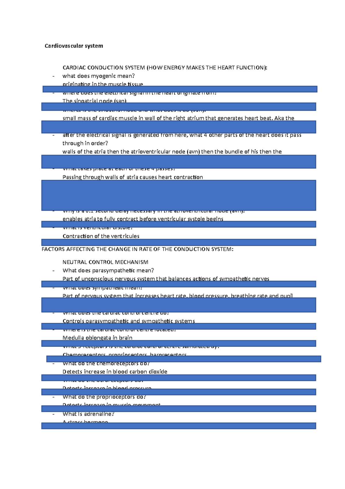 PE revision - notes incomplete - Cardiovascular system CARDIAC ...