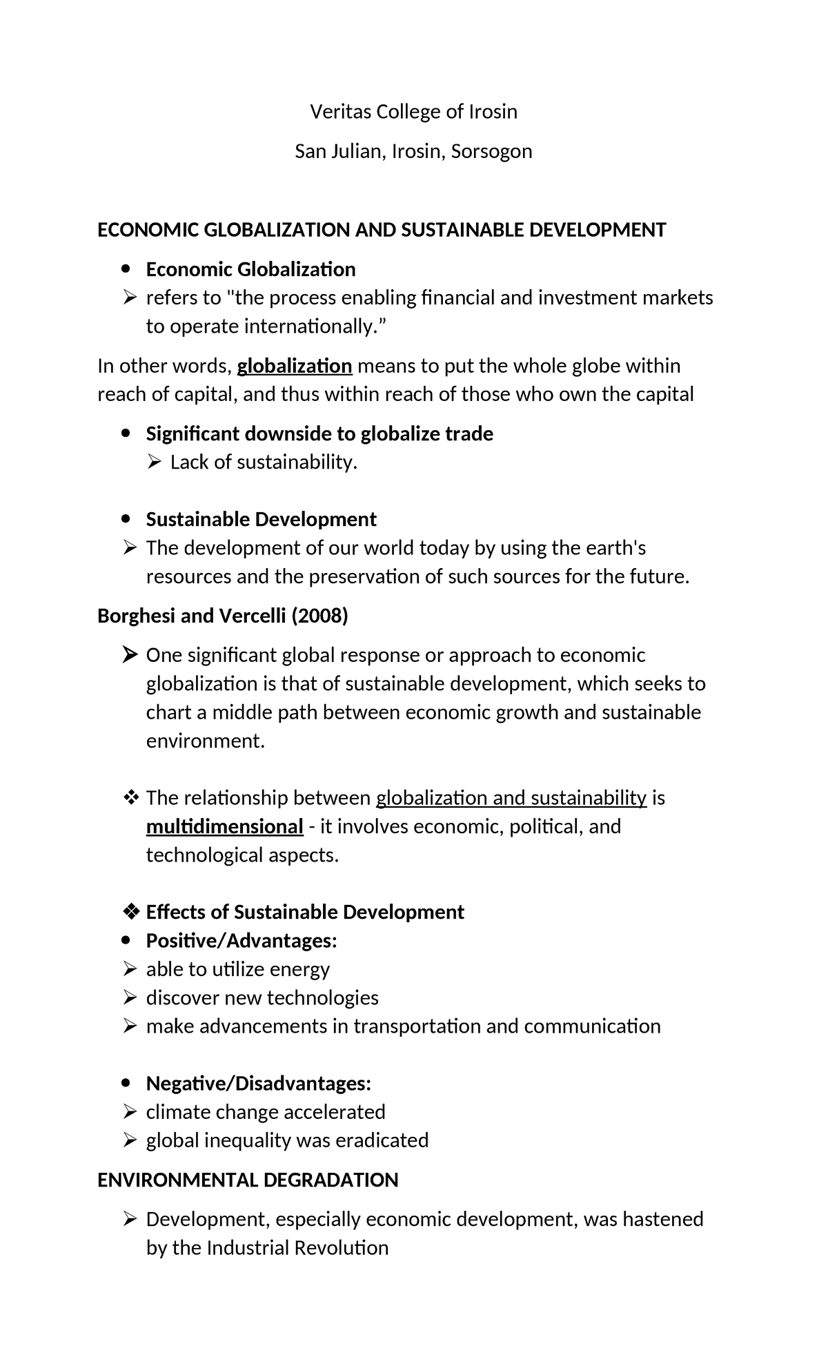 Contemporary World - Veritas College of Irosin San Julian, Irosin ...