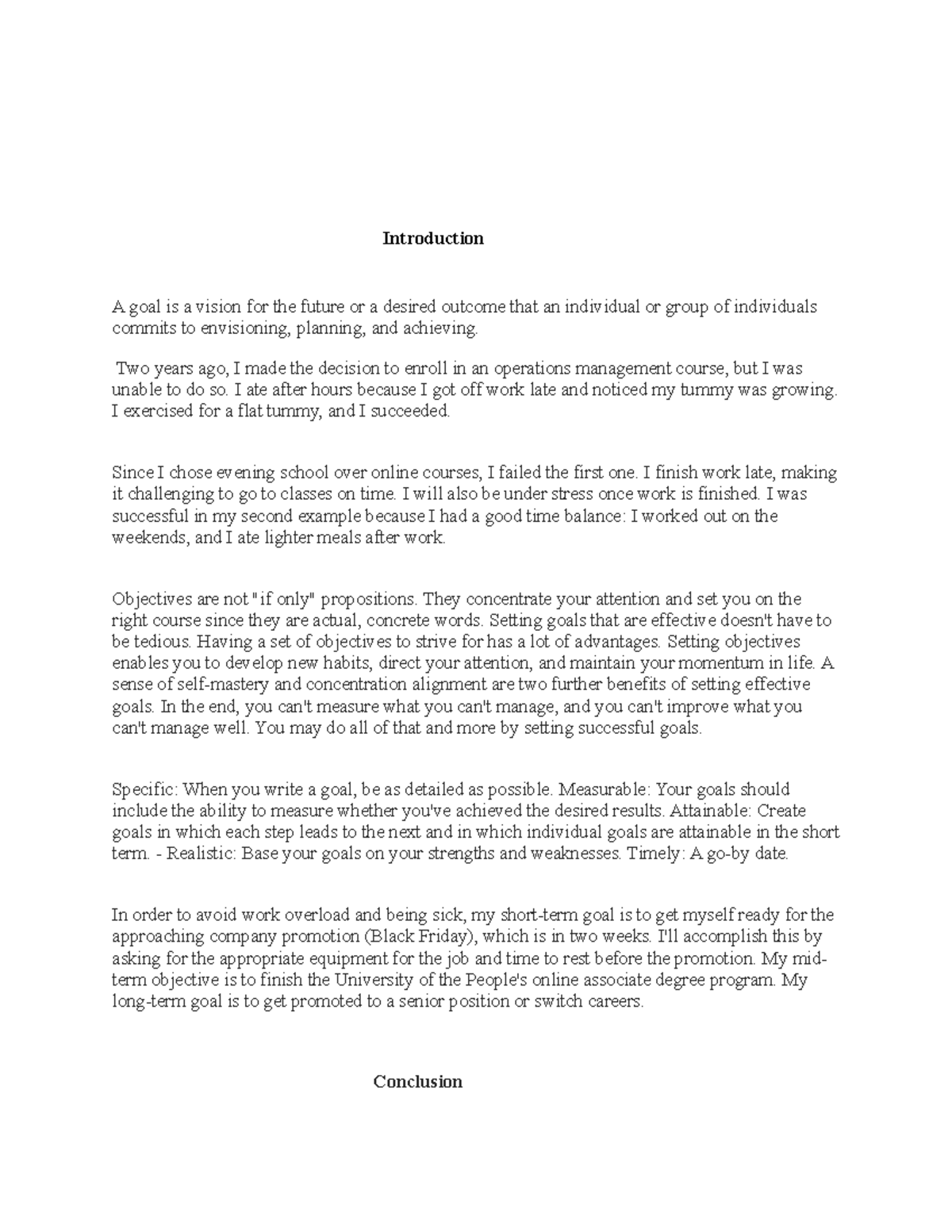 Goals - Introduction A goal is a vision for the future or a desired ...