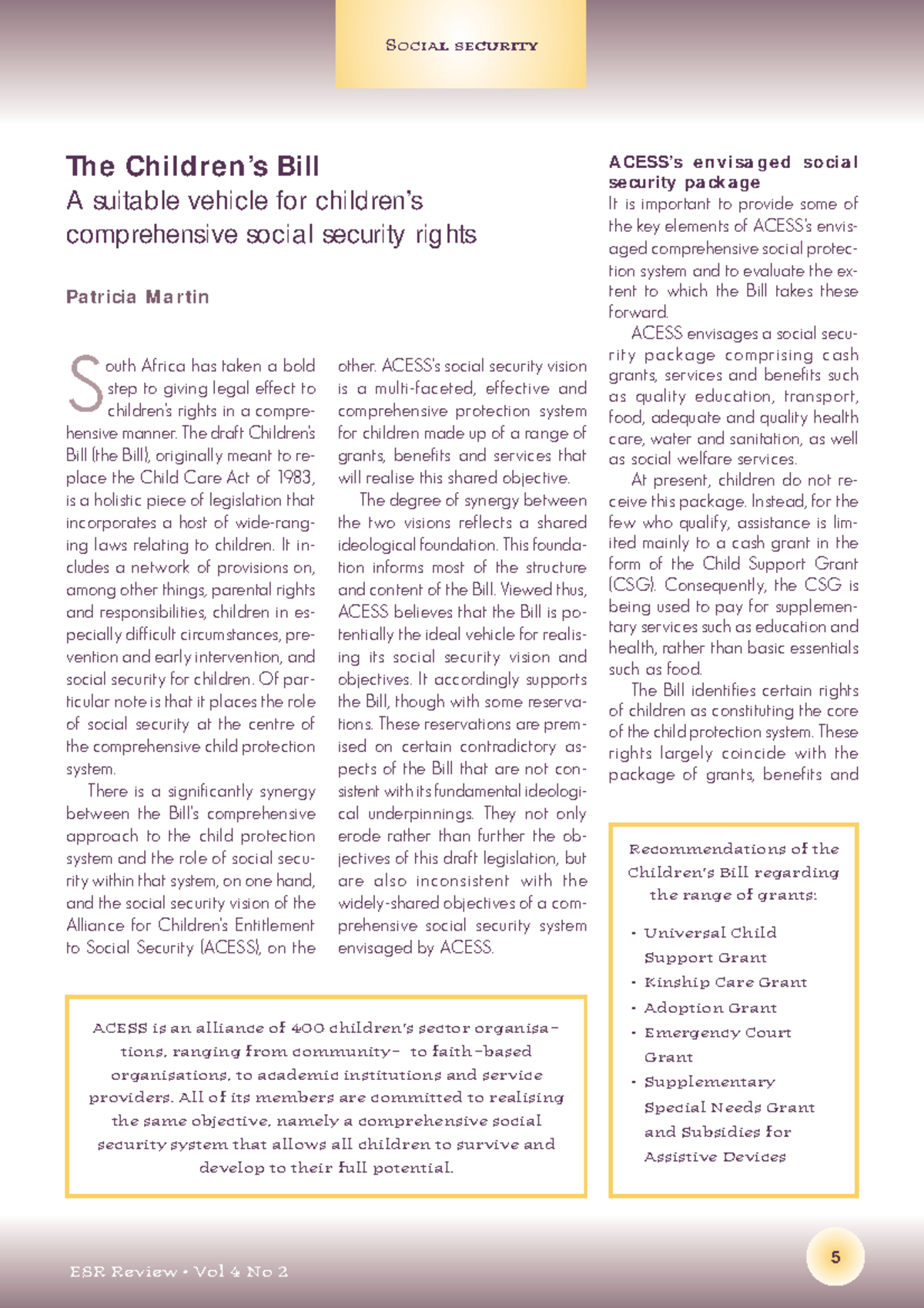 Doc 1 - information about social security law - ESR Review • Vol 4 No 2 ...