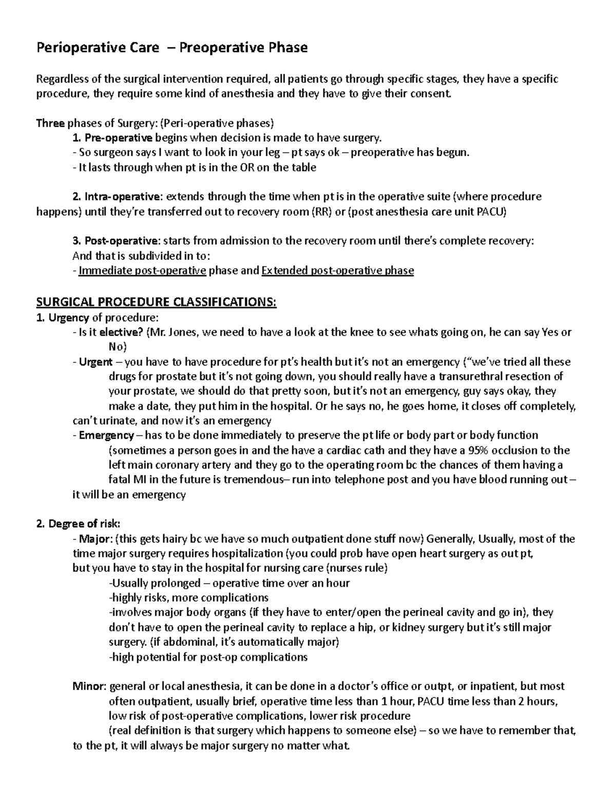 3 Pre Post Op - process 2 - Perioperative Care – Preoperative Phase ...