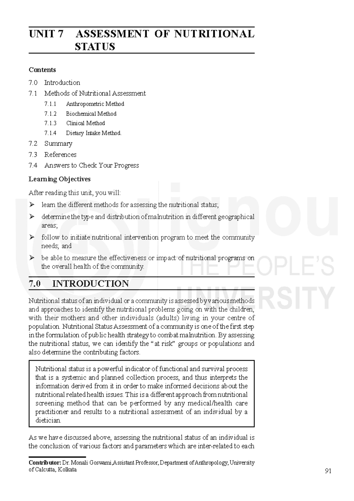 Unit-7 - Vitamins - Assessment of Nutritional UNIT 7 ASSESSMENT OF ...