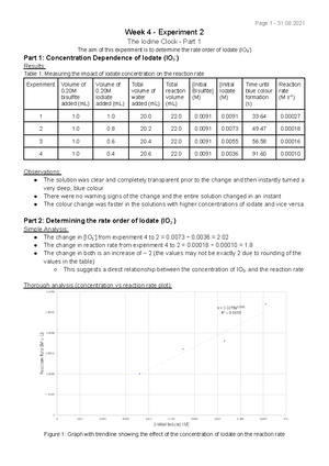 CHEM1912 Experiment 1 - Blue Jeans 2021 - Week 3 - Experiment 1 ...