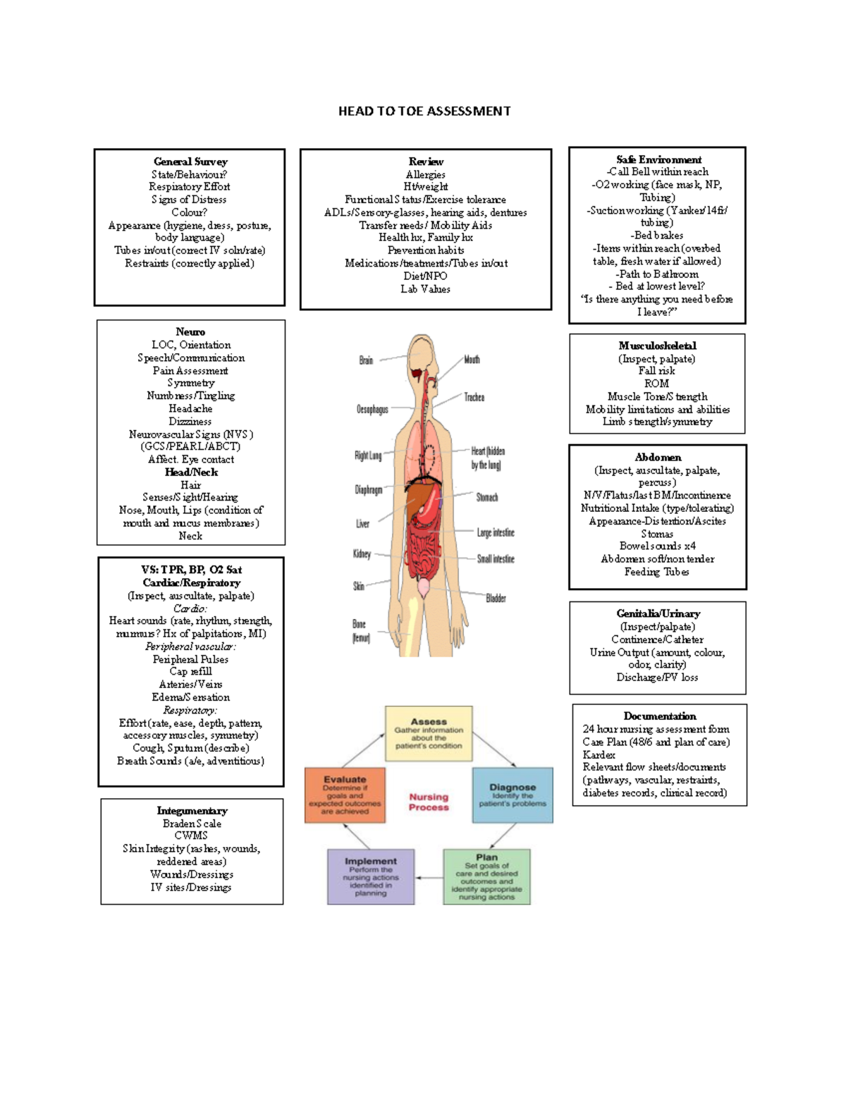 HEAD TO TOE Assessment example - HEAD TO TOE ASSESSMENT General Survey ...