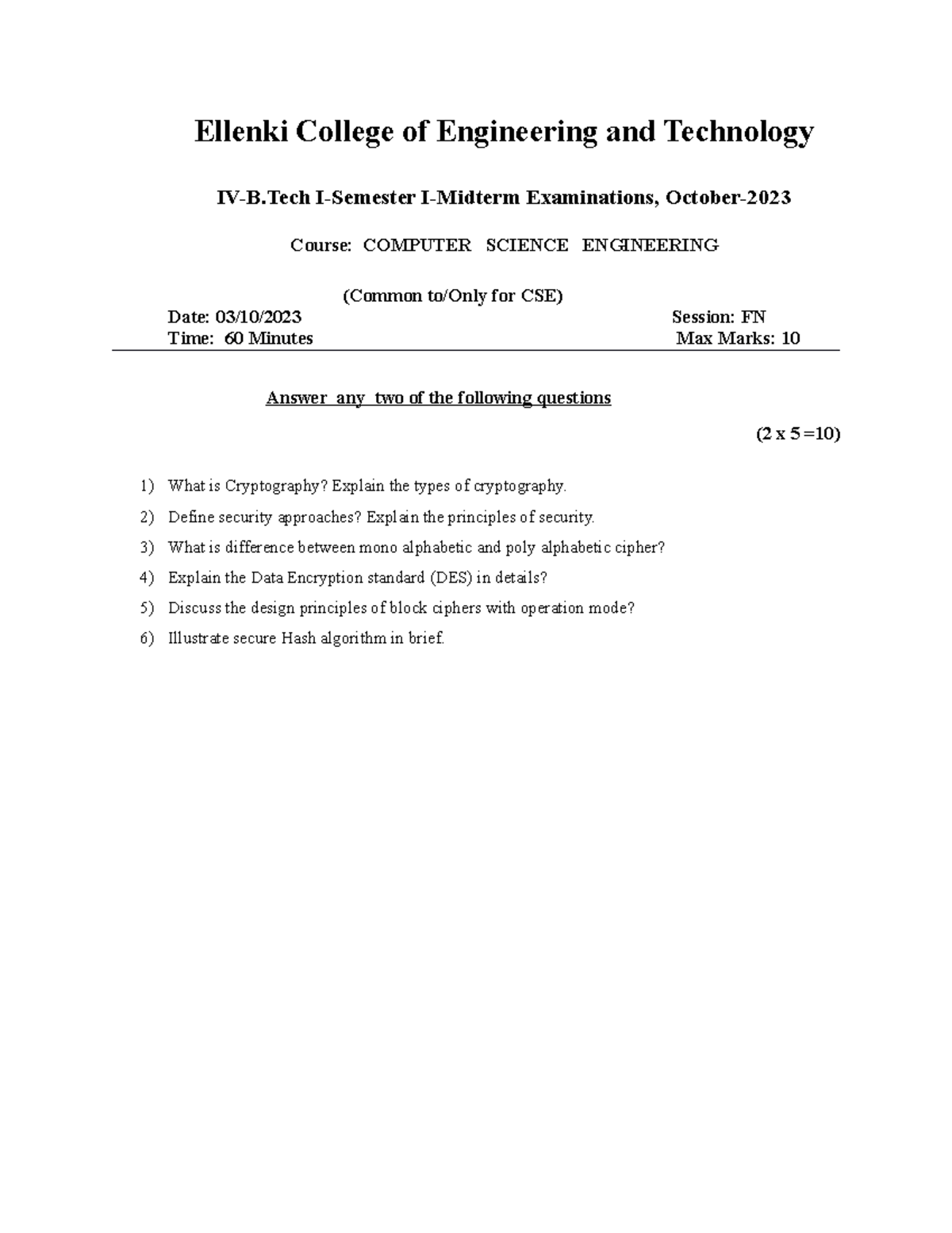 Cns - Ellenki College of Engineering and Technology IV-B I-Semester I ...